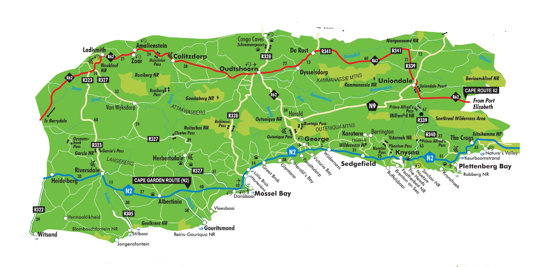 Map of the Garden Route | Colour Dots